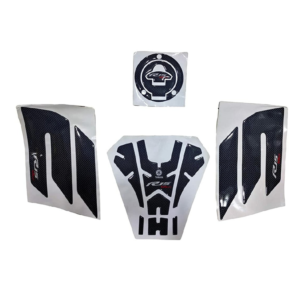 Yamaha R15 V3 Compatible 3D like Tank Pad Combo With Knee Pad Carbon F ...